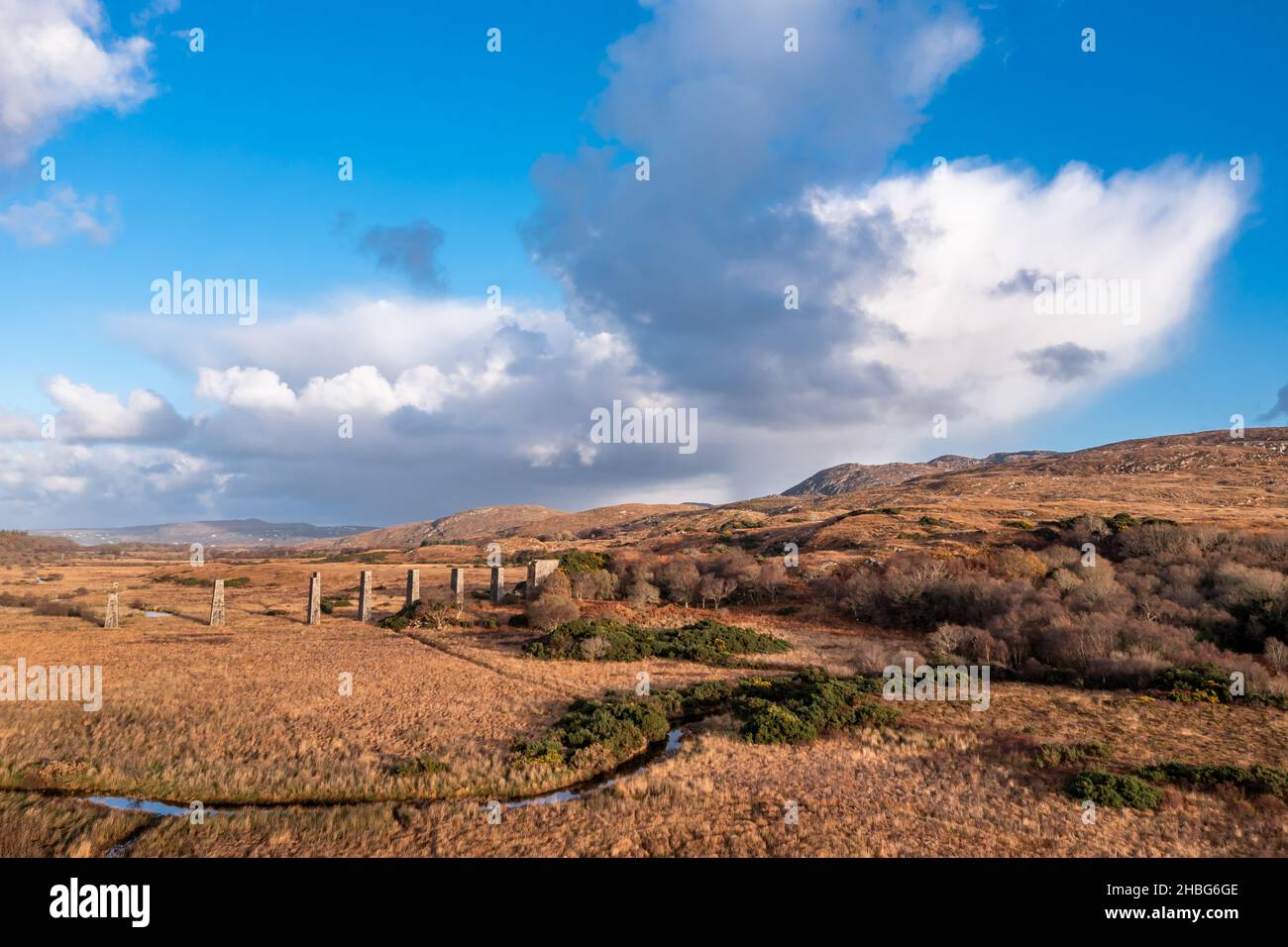 Aerial view of the Owencarrow Railway Viaduct by Creeslough in County ...