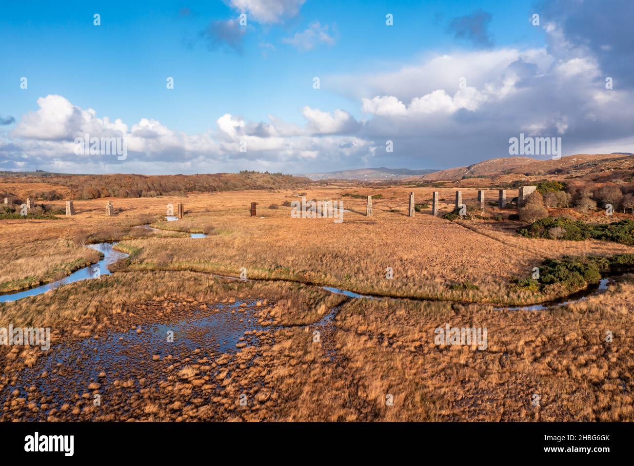 Aerial view of the Owencarrow Railway Viaduct by Creeslough in County ...
