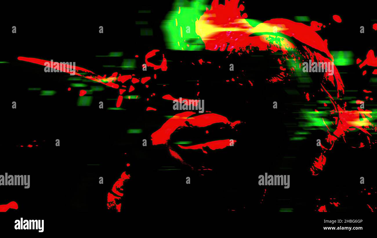 3d illustration - Blue Lines transition side swiped to red Stock Photo ...