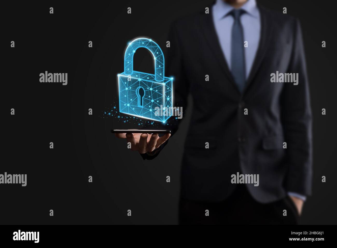 Cyber security network. Padlock icon and internet technology networking ...