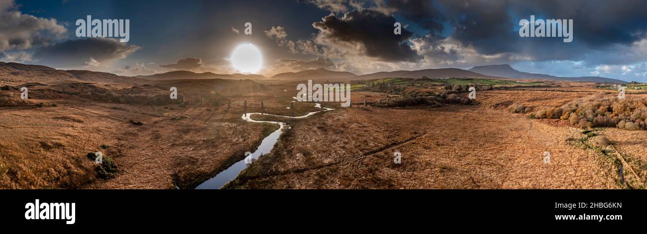 Aerial view of the Owencarrow Railway Viaduct by Creeslough in County ...