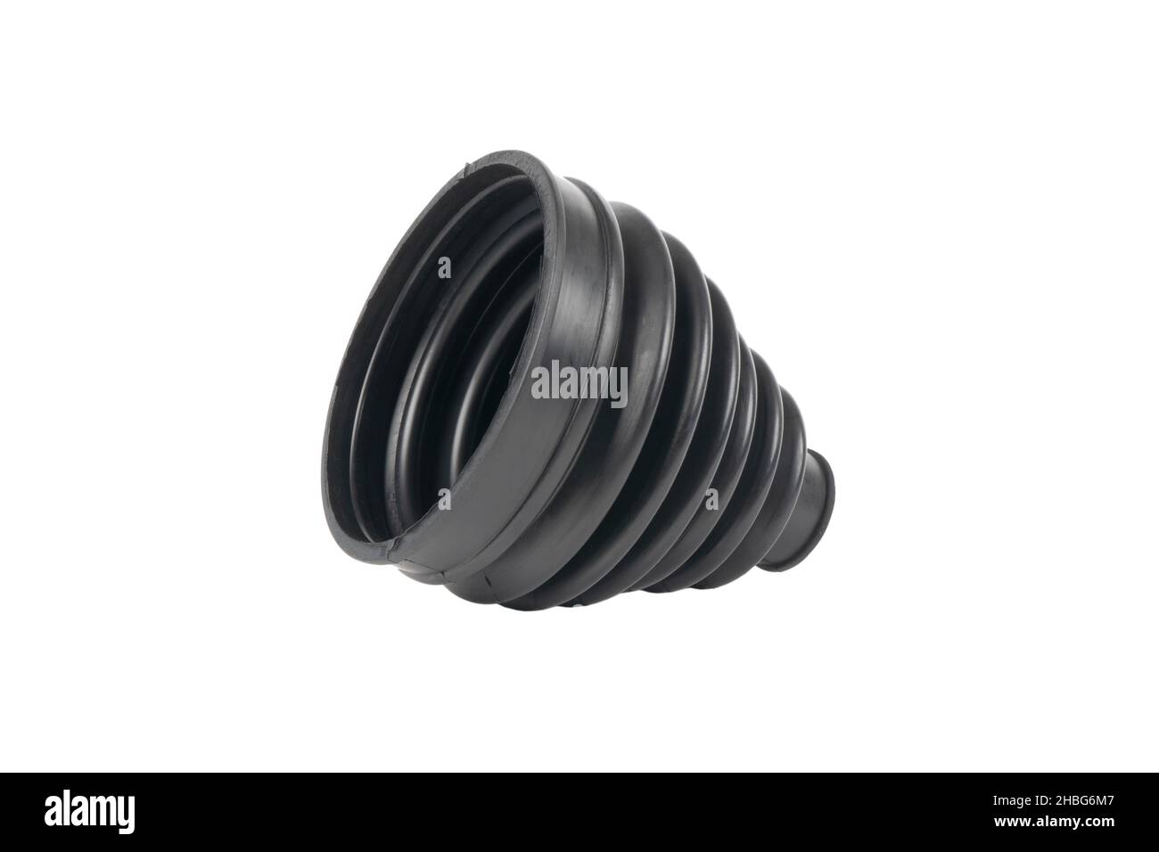 Car CV joint boot isolated on white background. Black rubber drive ...