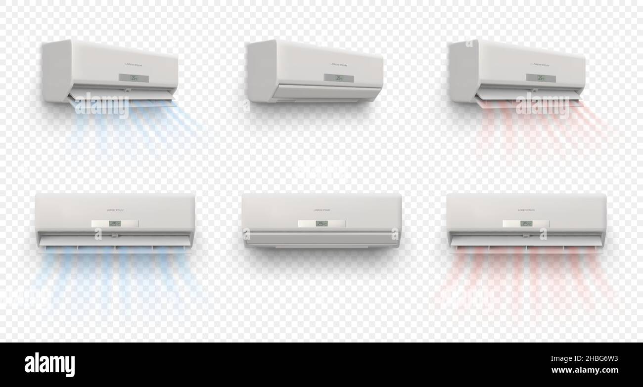 Closed and open air conditioner, flow cold and heat wind. Temperature ...