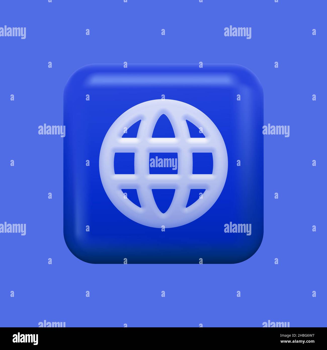 Blue Web Icon. Internet, Network Globe Isolated 3D Button. Vector ...