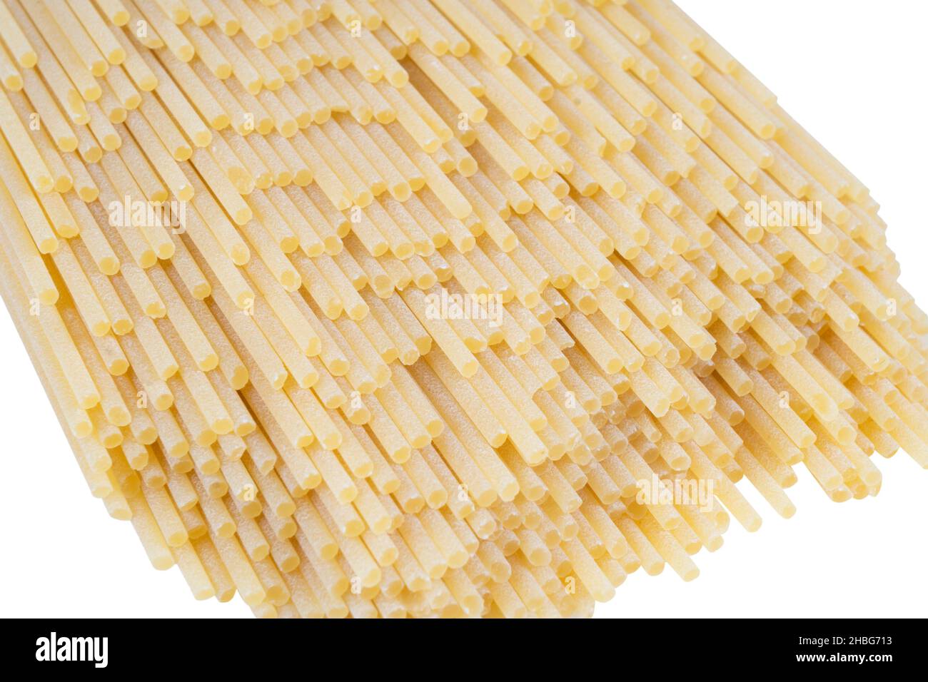 Uncooked dried spaghetti pasta isolated on white background with ...