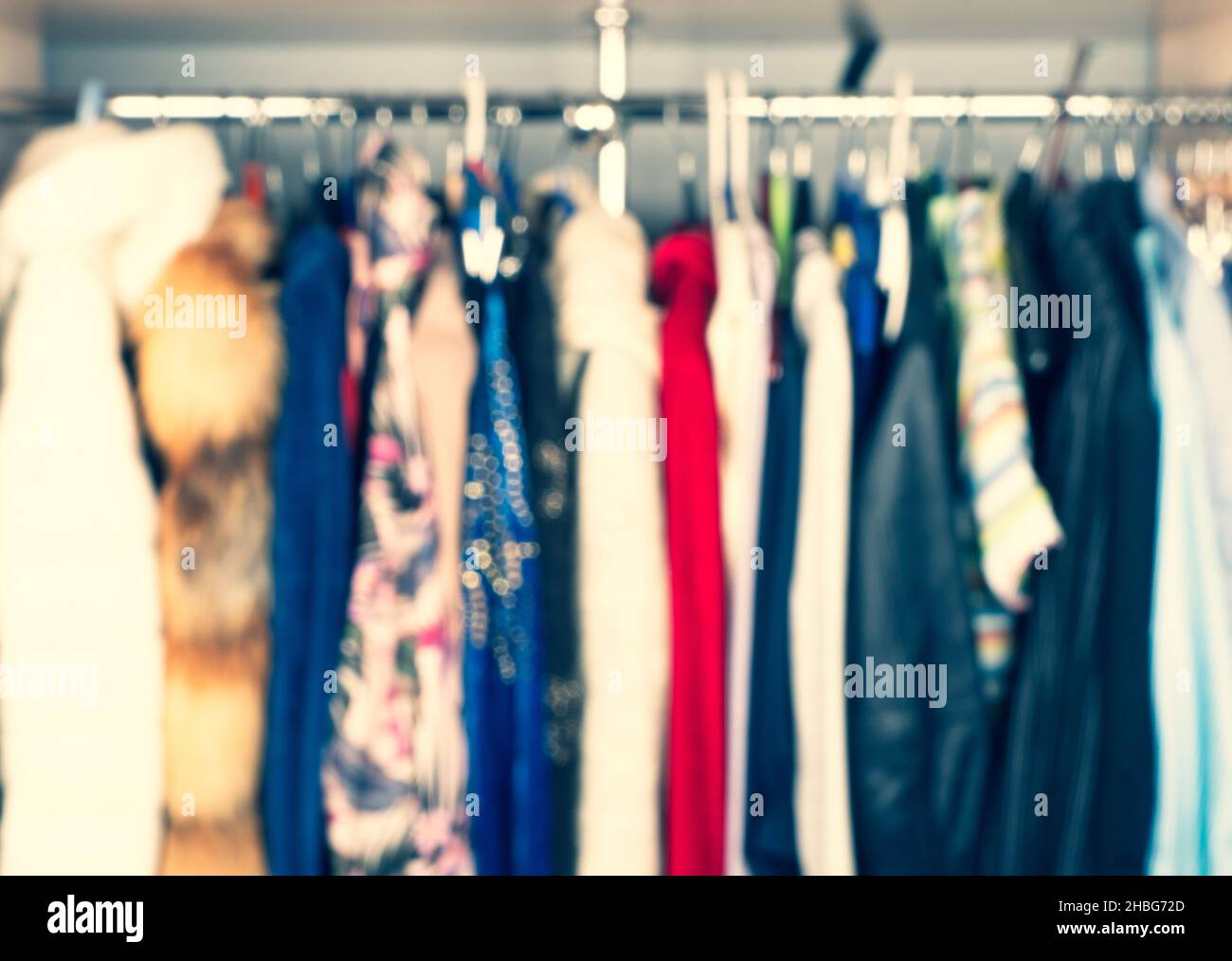 Blurred background with wide dressing room. Blur wardrobe in modern ...