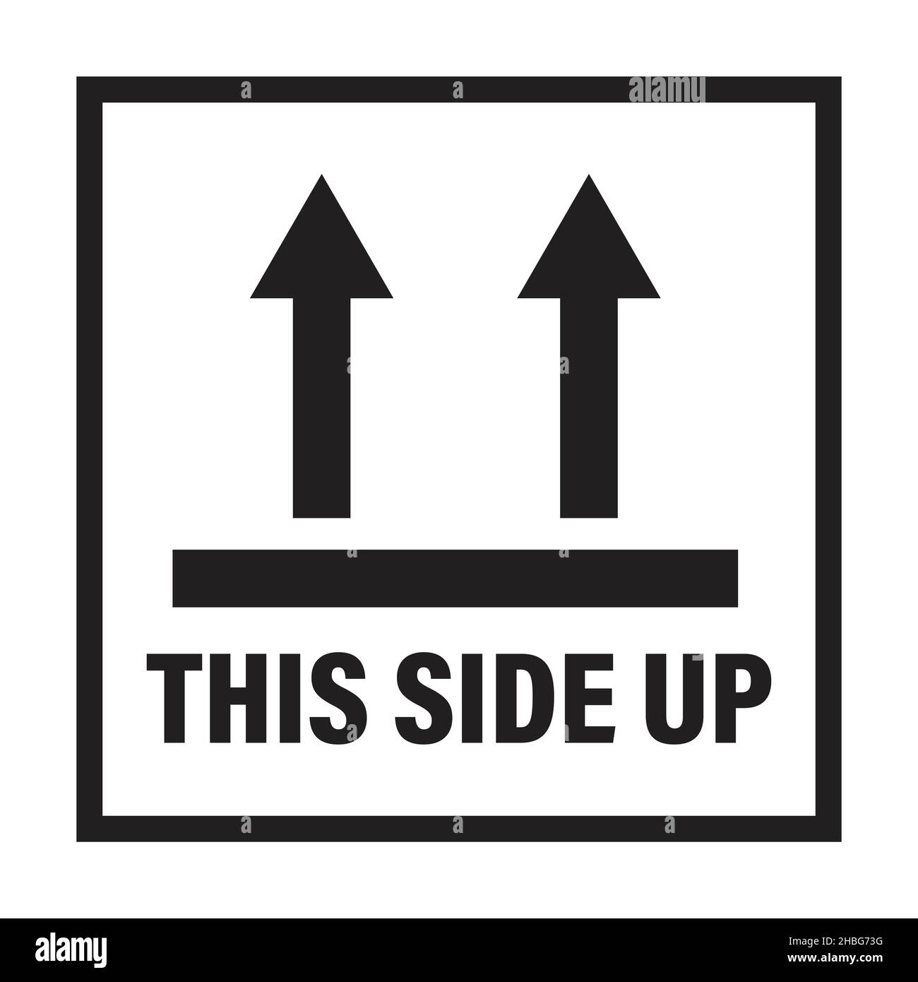 This side up package sticker icon vector. Upward packaging logo sign ...