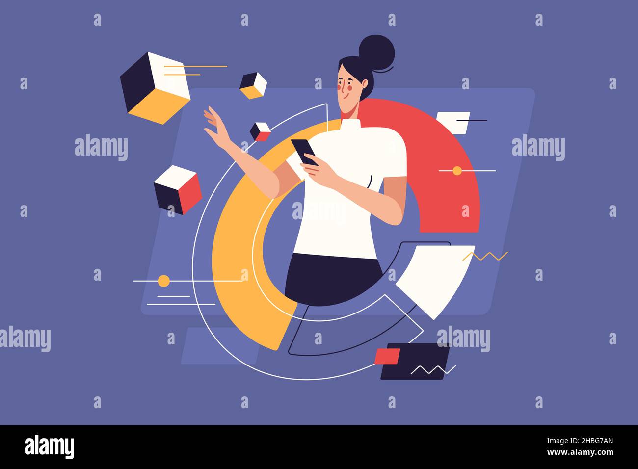 Vector illustration on the subject of data gathering, business ...