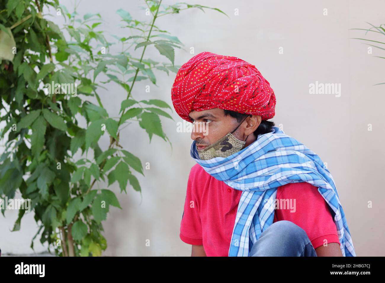 Rajasthani with red turban hi-res stock photography and images - Alamy