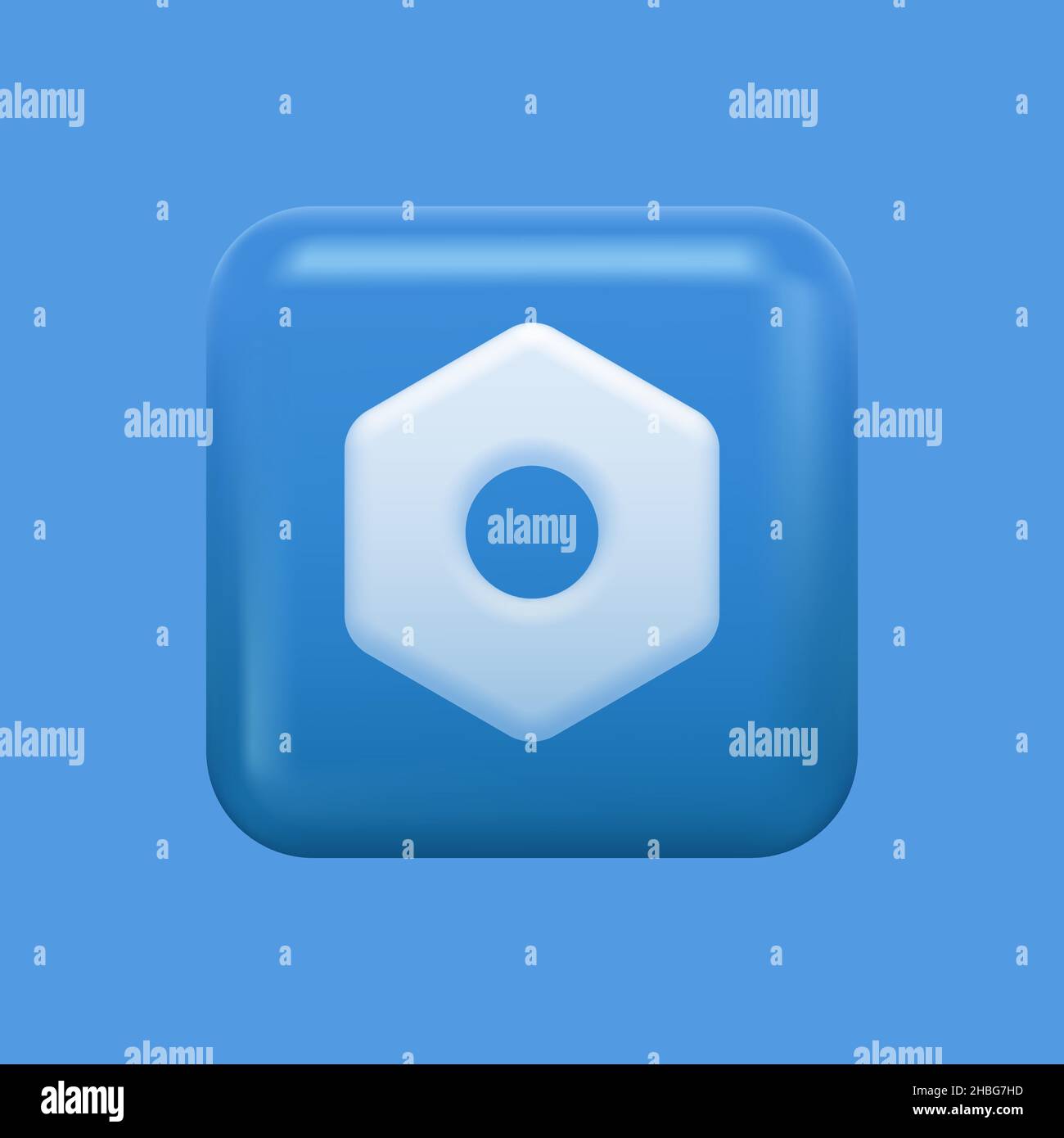 Blue Settings Icon. 3D Design for Isolated Button. Vector illustration ...