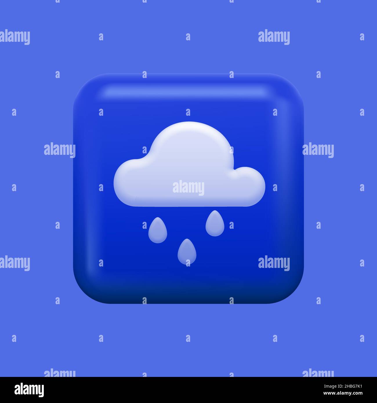 Blue Weather Forecast Icon. Isolated 3D Square Button. Vector ...