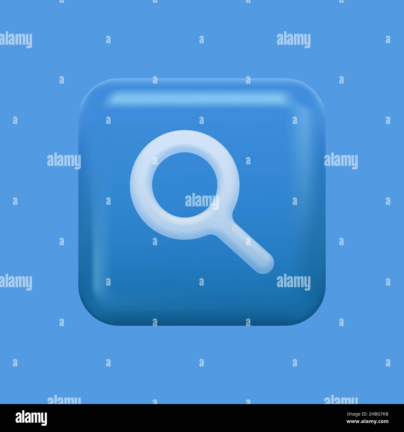 Blue Search Icon. Isolated 3D Magnifying glass Button. Vector ...