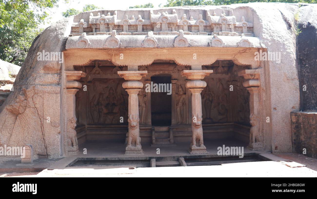 The Varaha Cave Temple. ancient- Statues carved in rock. this is one ...