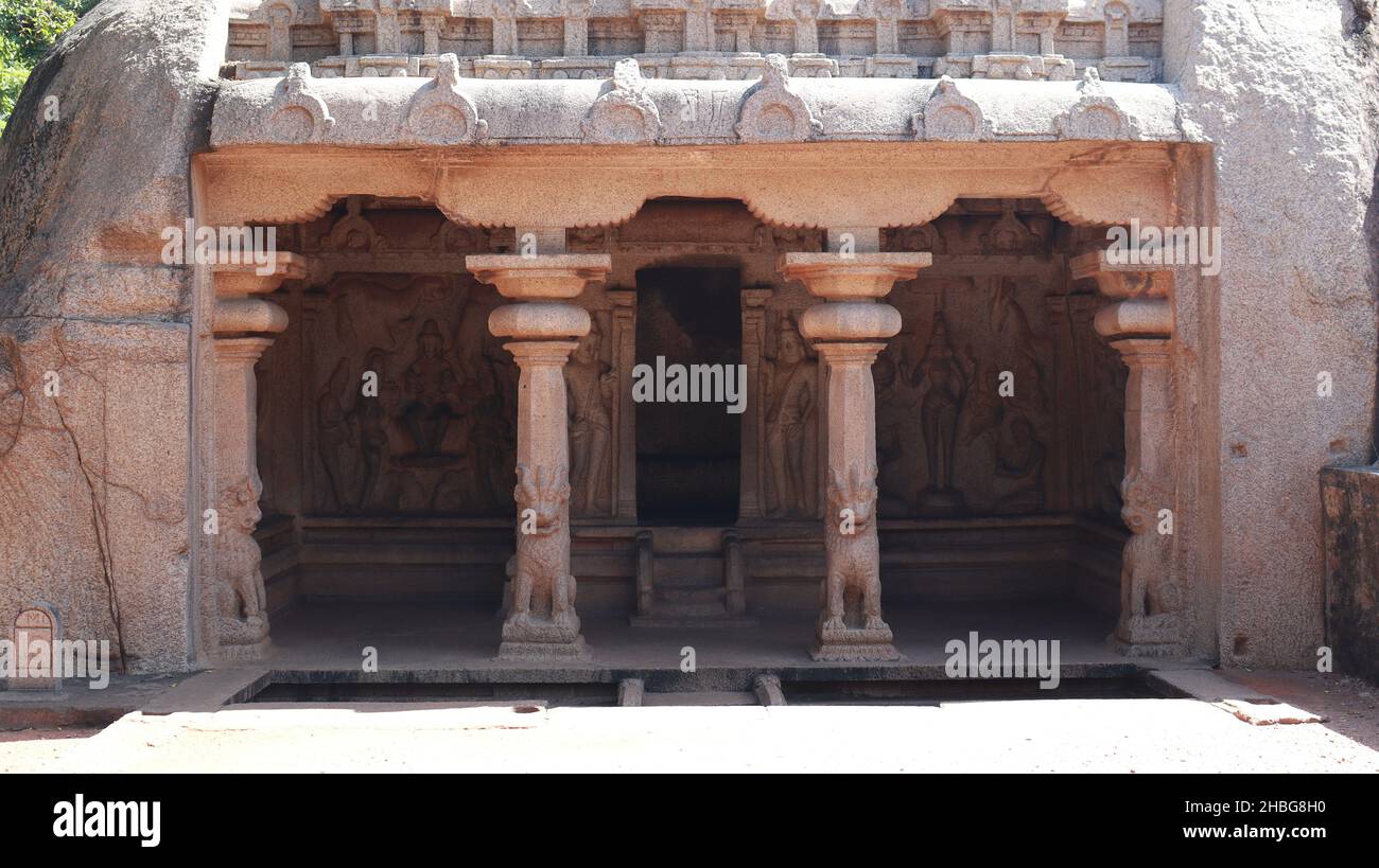 The Varaha Cave Temple. ancient- Statues carved in rock. this is one ...
