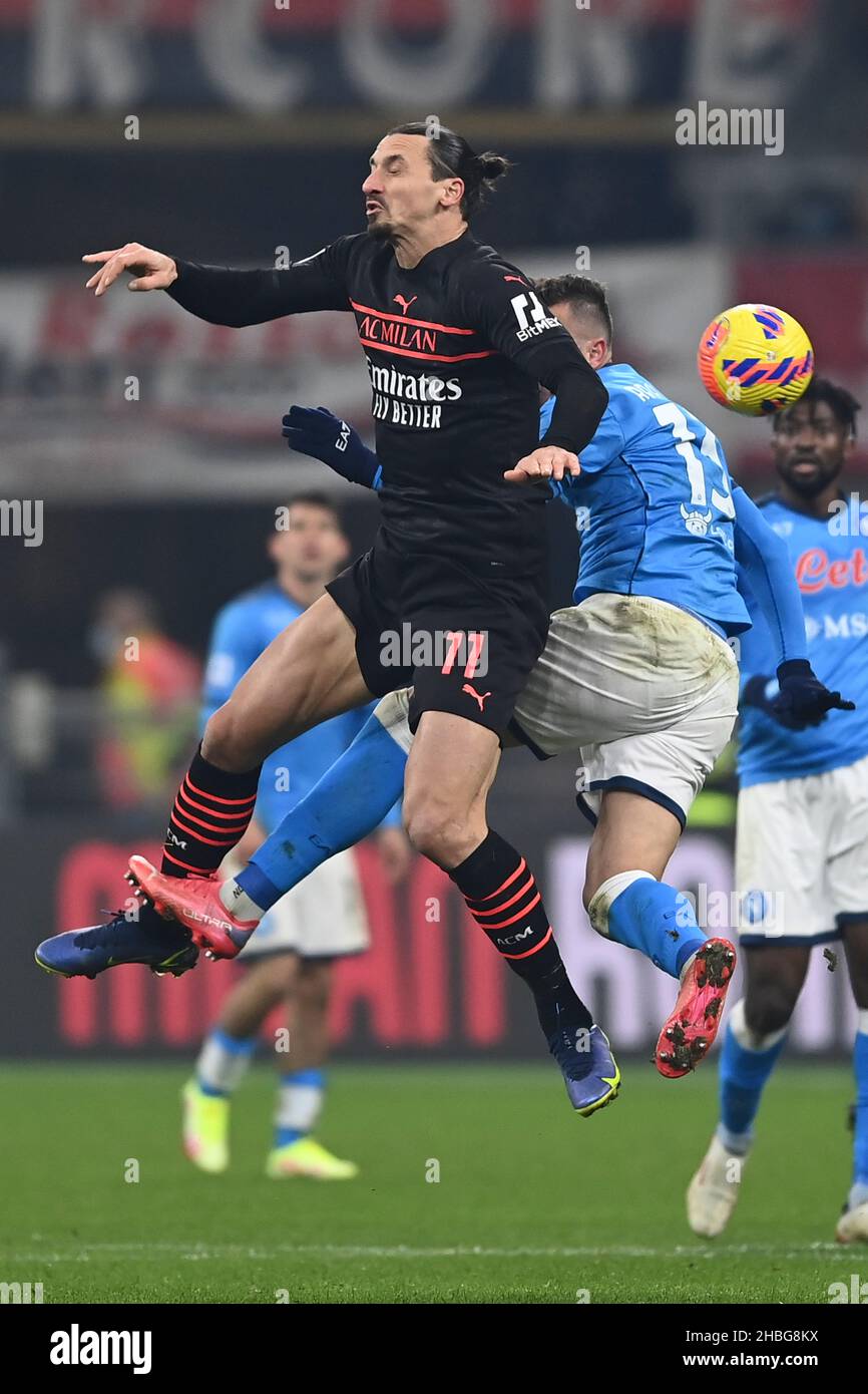 Zlatan Ibrahimovic (Milan) Amir Rrahmani (Napoli) during the Italian ...
