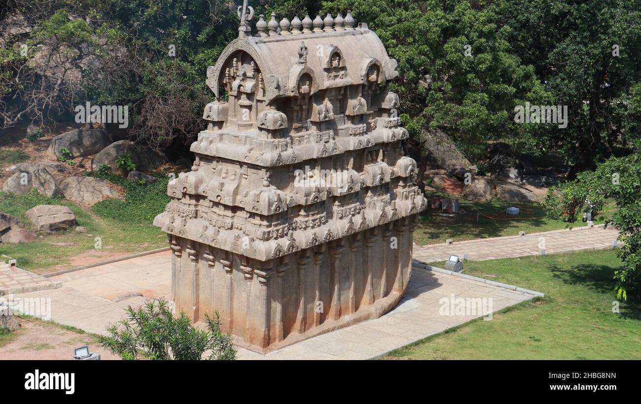 Temple carved in stone. And there are many sculptures in it. Located in ...