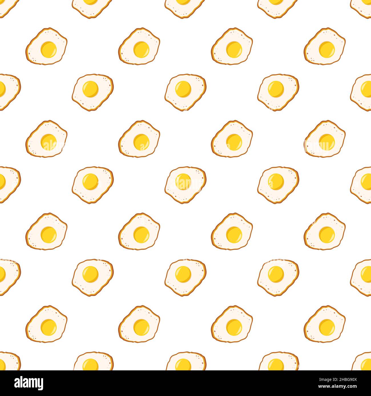Seamless pattern with fried eggs with yellow yolk. Print of breakfast ...