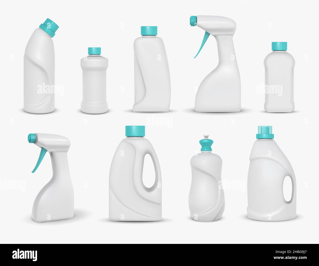 Realistic cleaning chemical products, detergent package mockups. Home ...