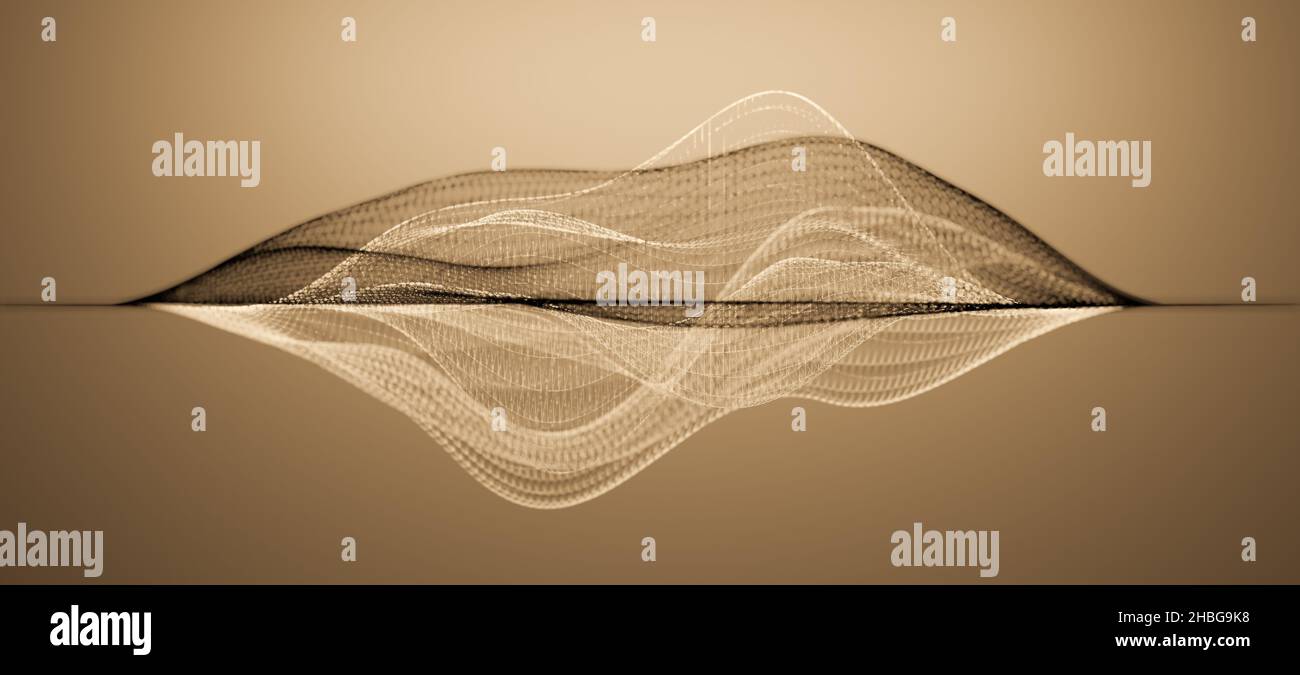 Wireframe Waveform Structure Or Abstract Visualization Of Audio Sound