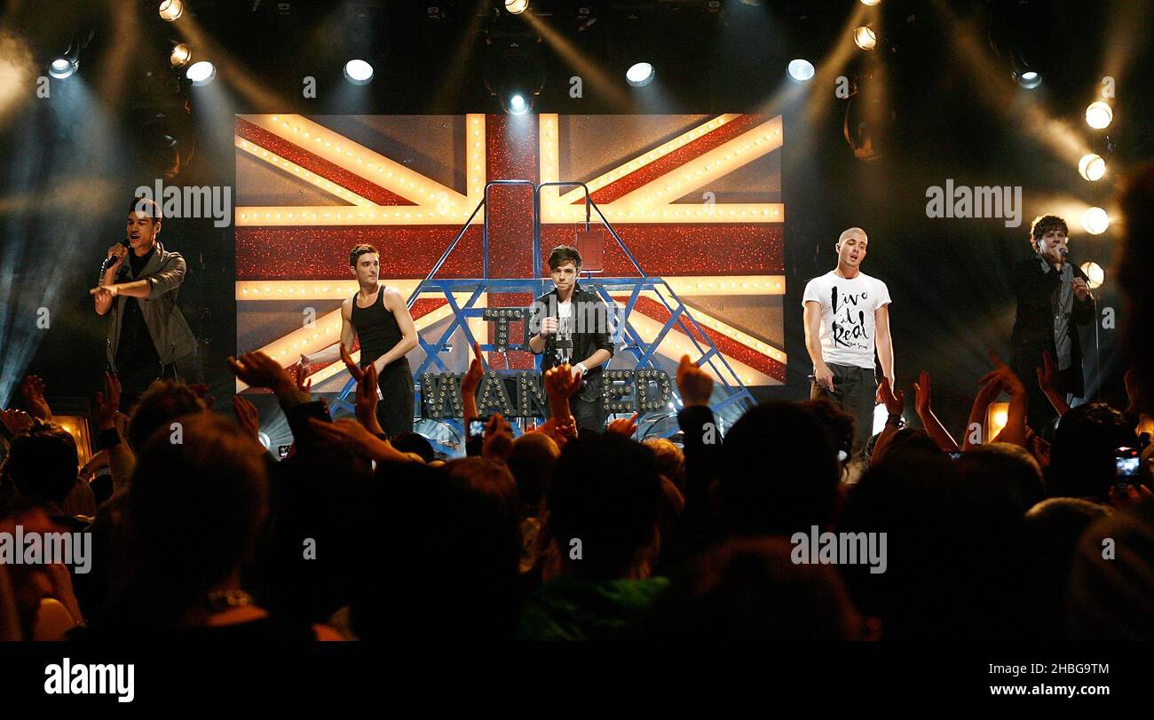 The Wanted perform on stage at the Brit Award Short List Nominations at ...