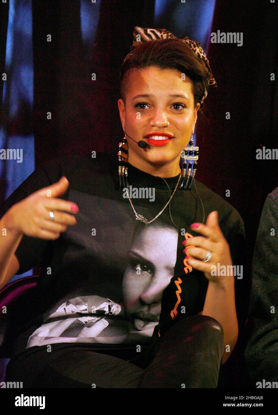 Layla Lewis speaks during the Meet the Cast: Skins event at the Apple ...