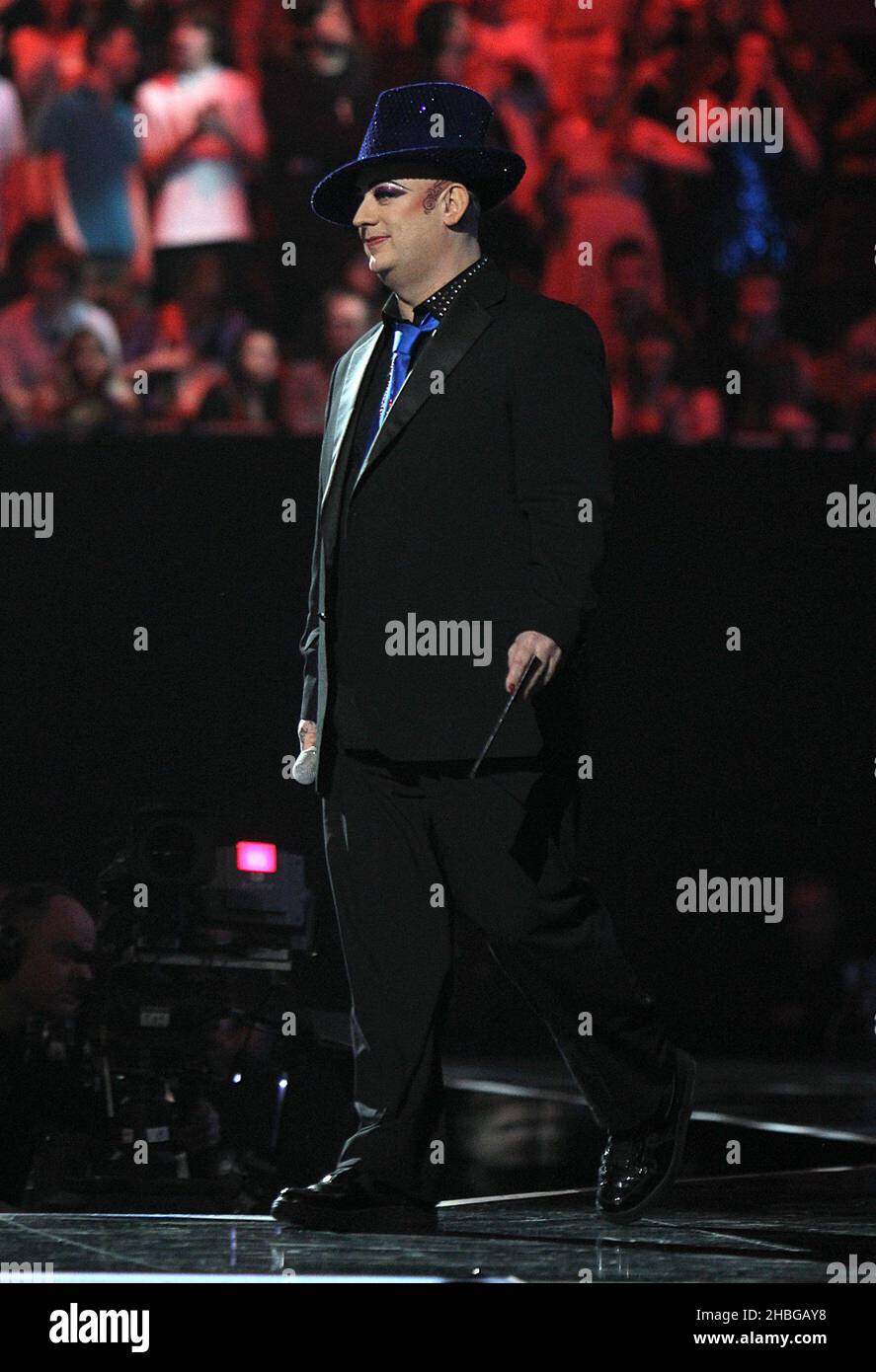 Boy George on stage during the 2011 Brit Awards at the O2 Arena, London ...