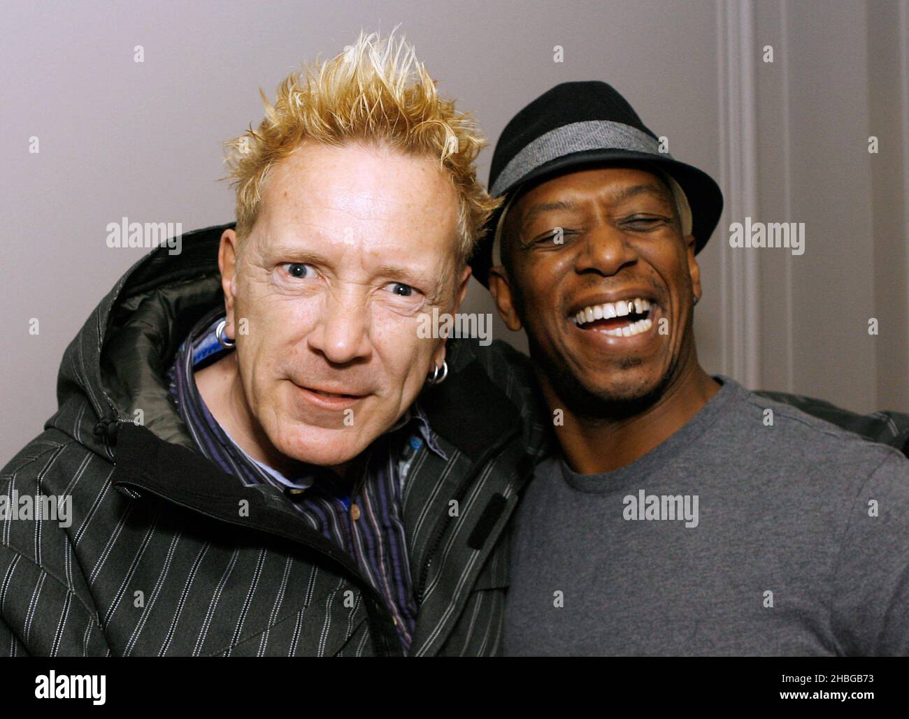 John Lydon and Ian Wright pose at the Absolute Radio studios in London ...