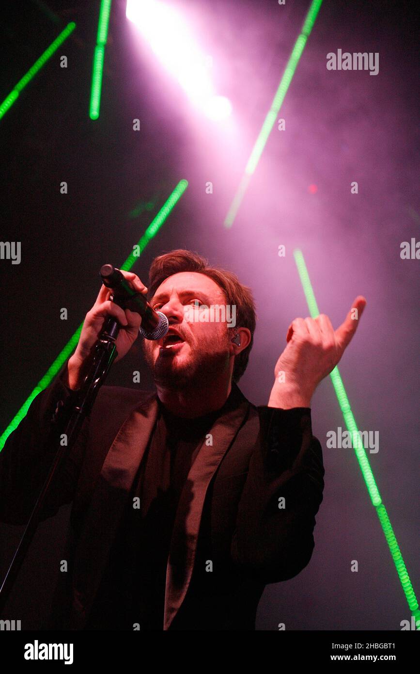 Simon Le Bon of Duran Duran performs on stage at the O2 Shepherd's Bush ...