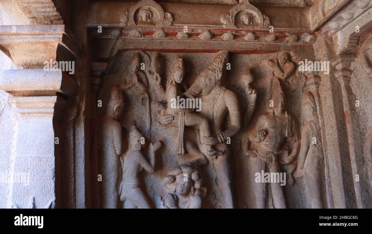 The Varaha Cave Temple. ancient- Statues carved in the rock. this is ...