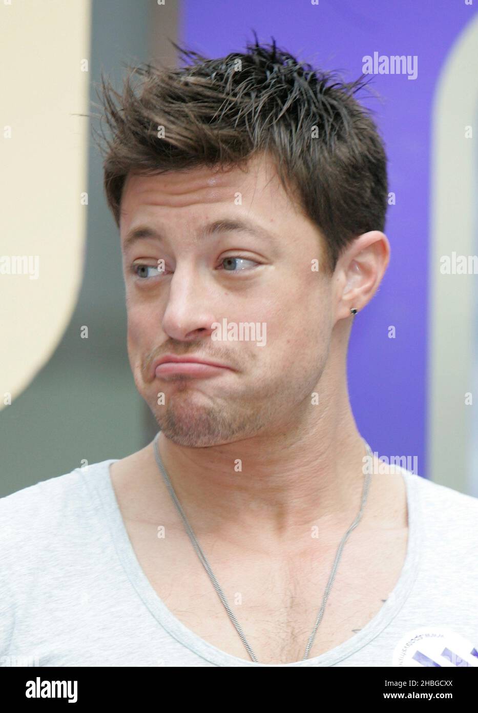 Duncan James from boyband Blue poses after competing to break a ...