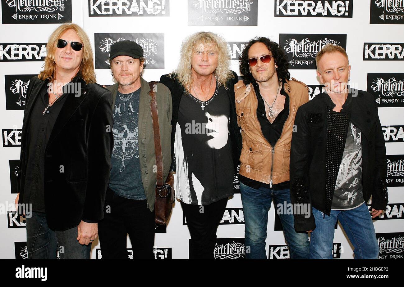 Def Leppard arrive at the Rentless Kerrang Awards at The Brewery,London ...