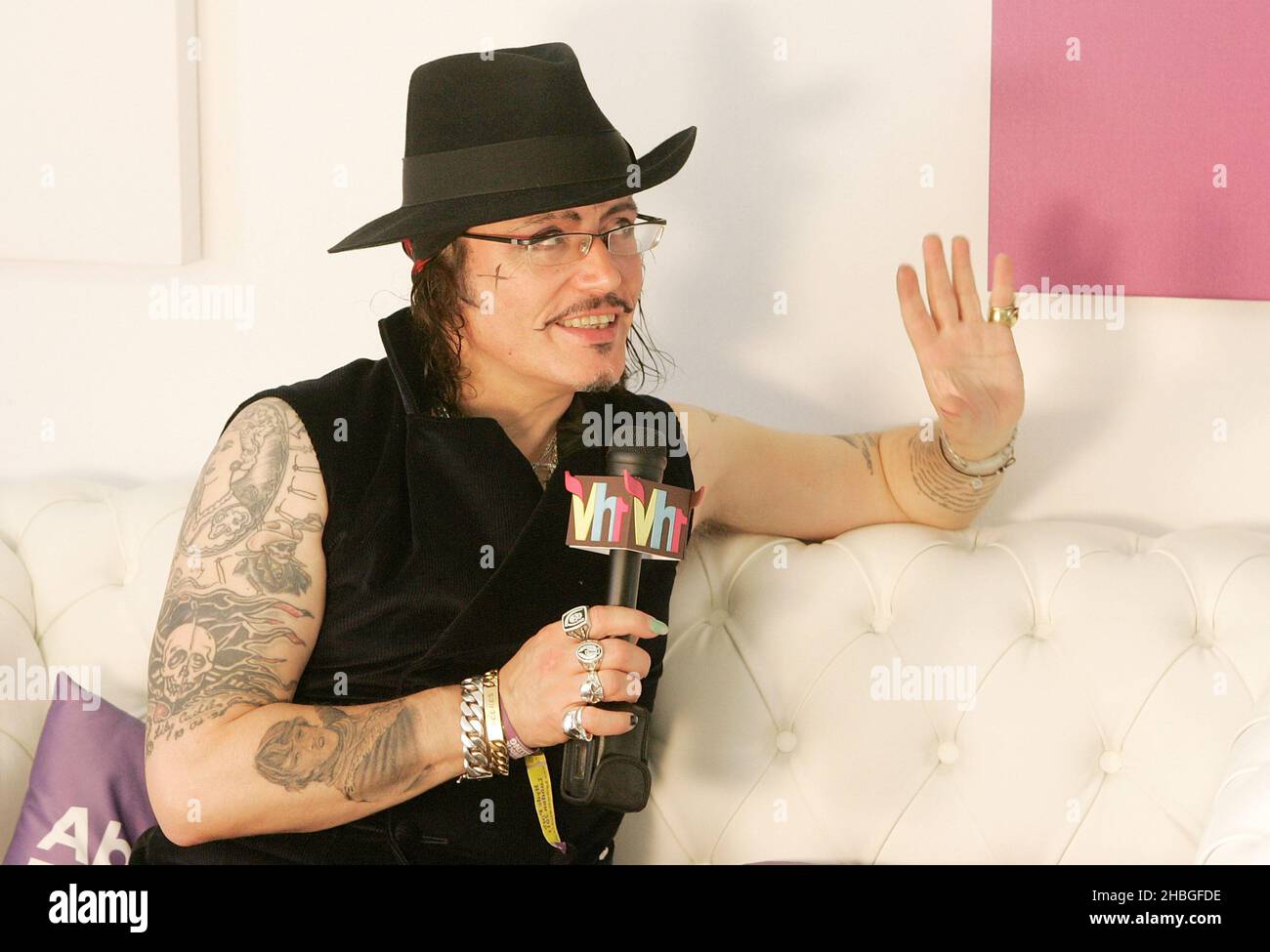 Adam Ant backstage during Absolute Radio interview at Hard Rock Calling ...