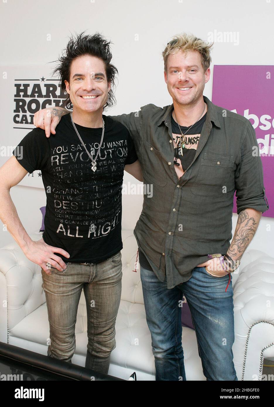 Patrick Monahan and Scott Underwood of Train backstage during Absolute ...