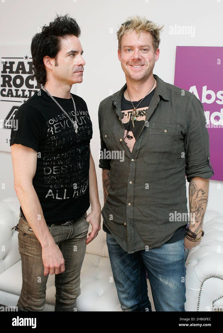 Patrick Monahan and Scott Underwood of Train backstage during Absolute ...