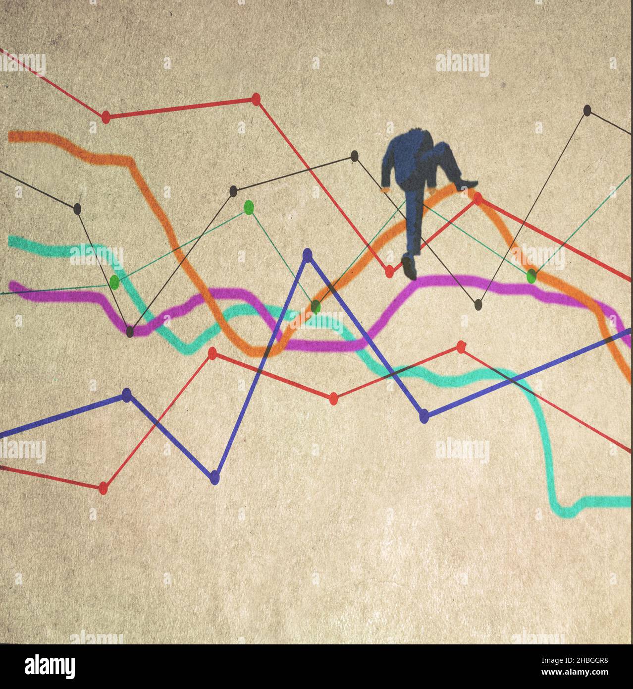 Business men climbing up graph hi-res stock photography and images - Alamy