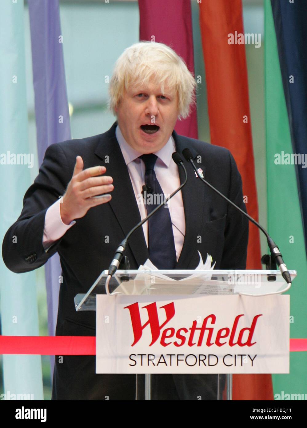 Boris johnson during the launch of the westfield stratford city hi-res ...