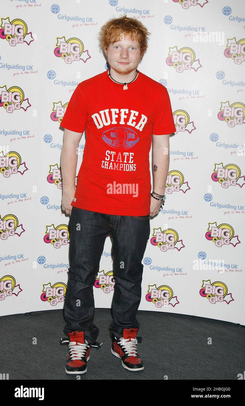 Ed Sheeran poses backstage at Girlguiding UK's Big Gig at Wembley Arena ...