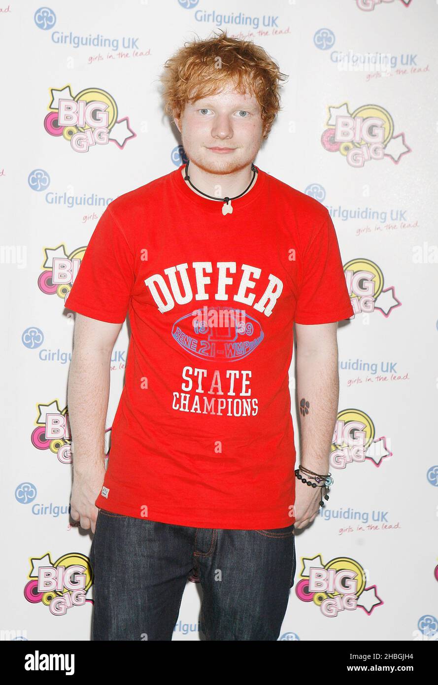 Ed Sheeran poses backstage at Girlguiding UK's Big Gig at Wembley Arena ...