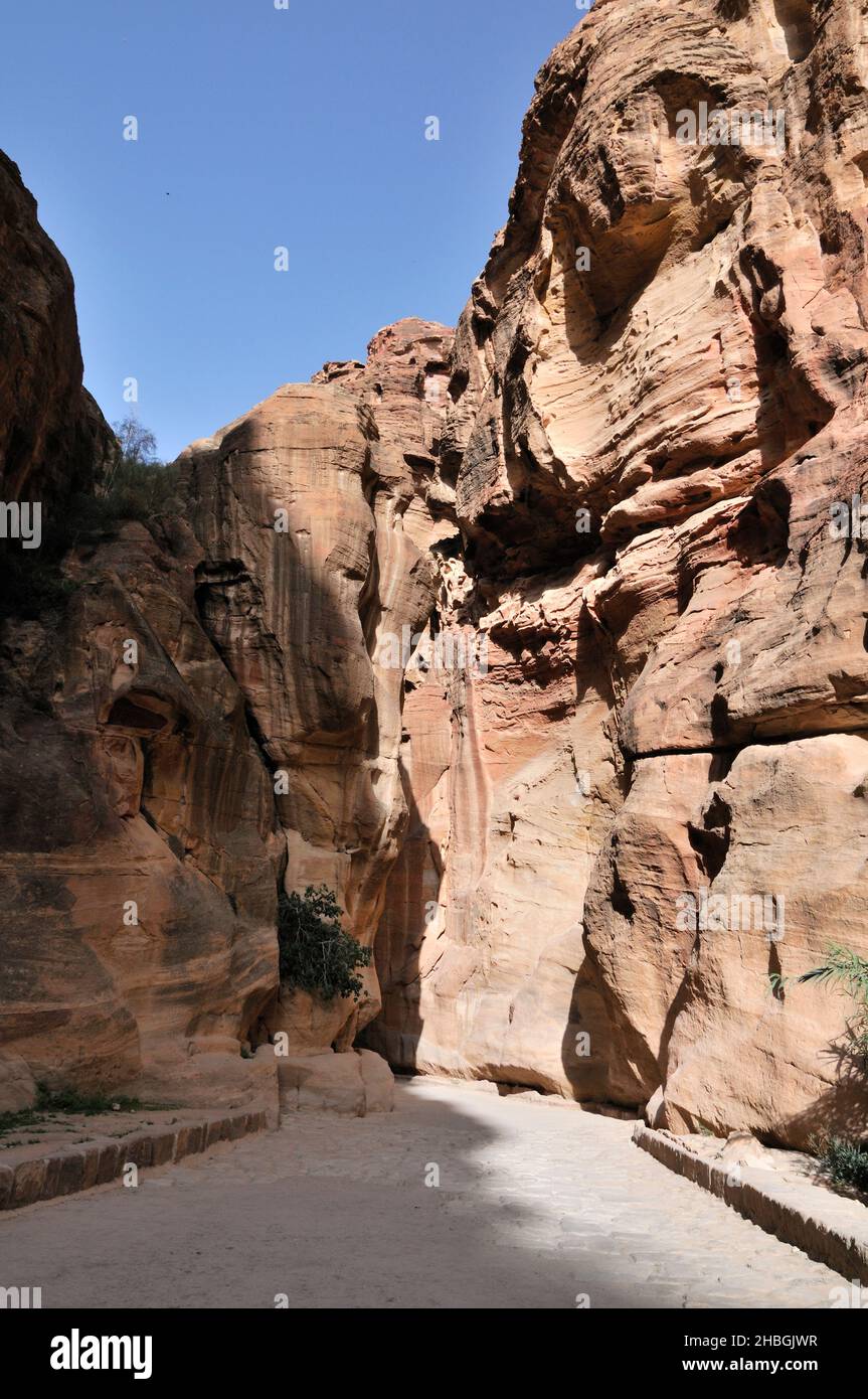 Middle East, Jordan, Petra, UNESCO World Heritage Site. Al-Siq The main ...
