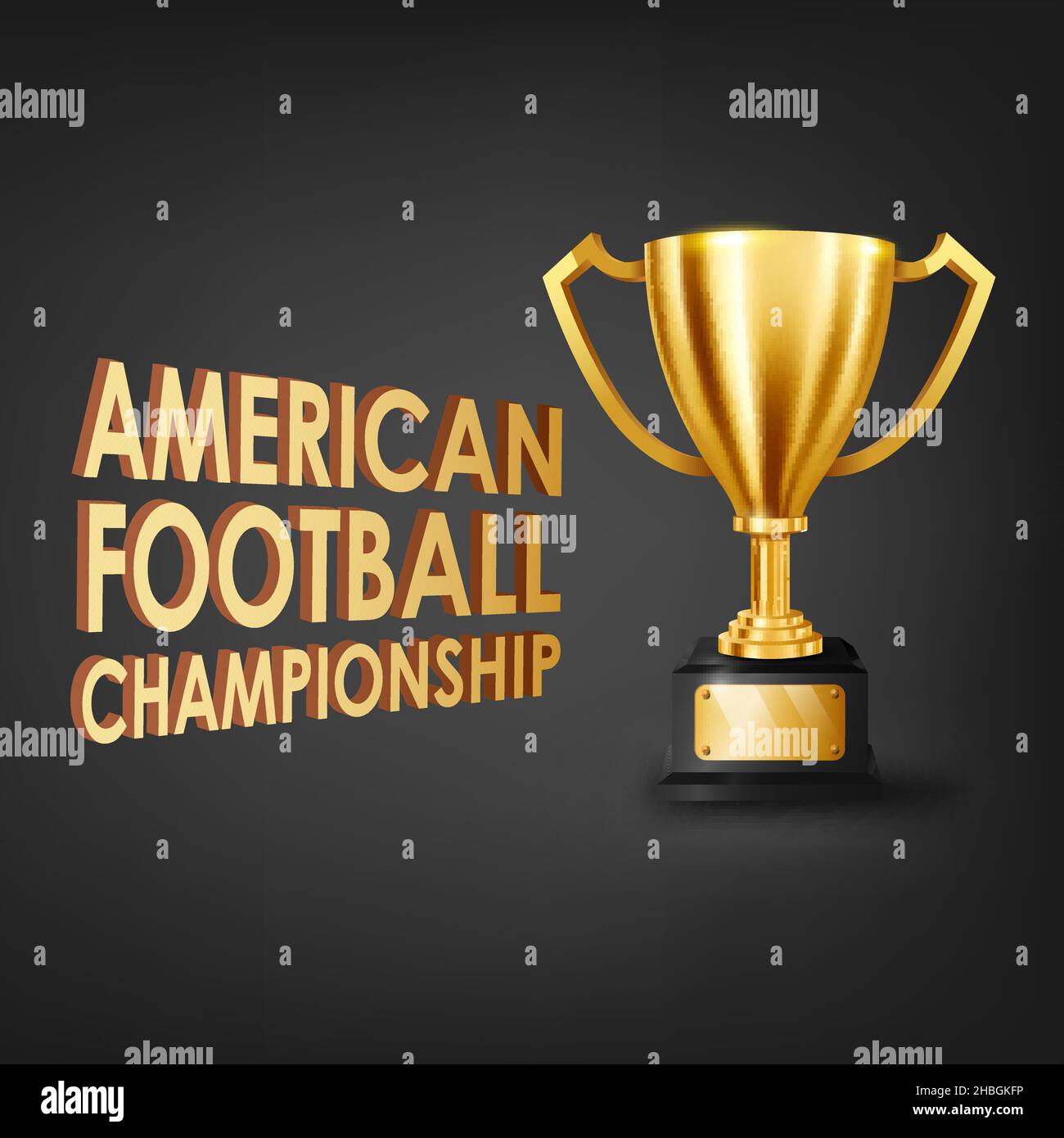 American football championship with gold trophy, Vector Illustration ...