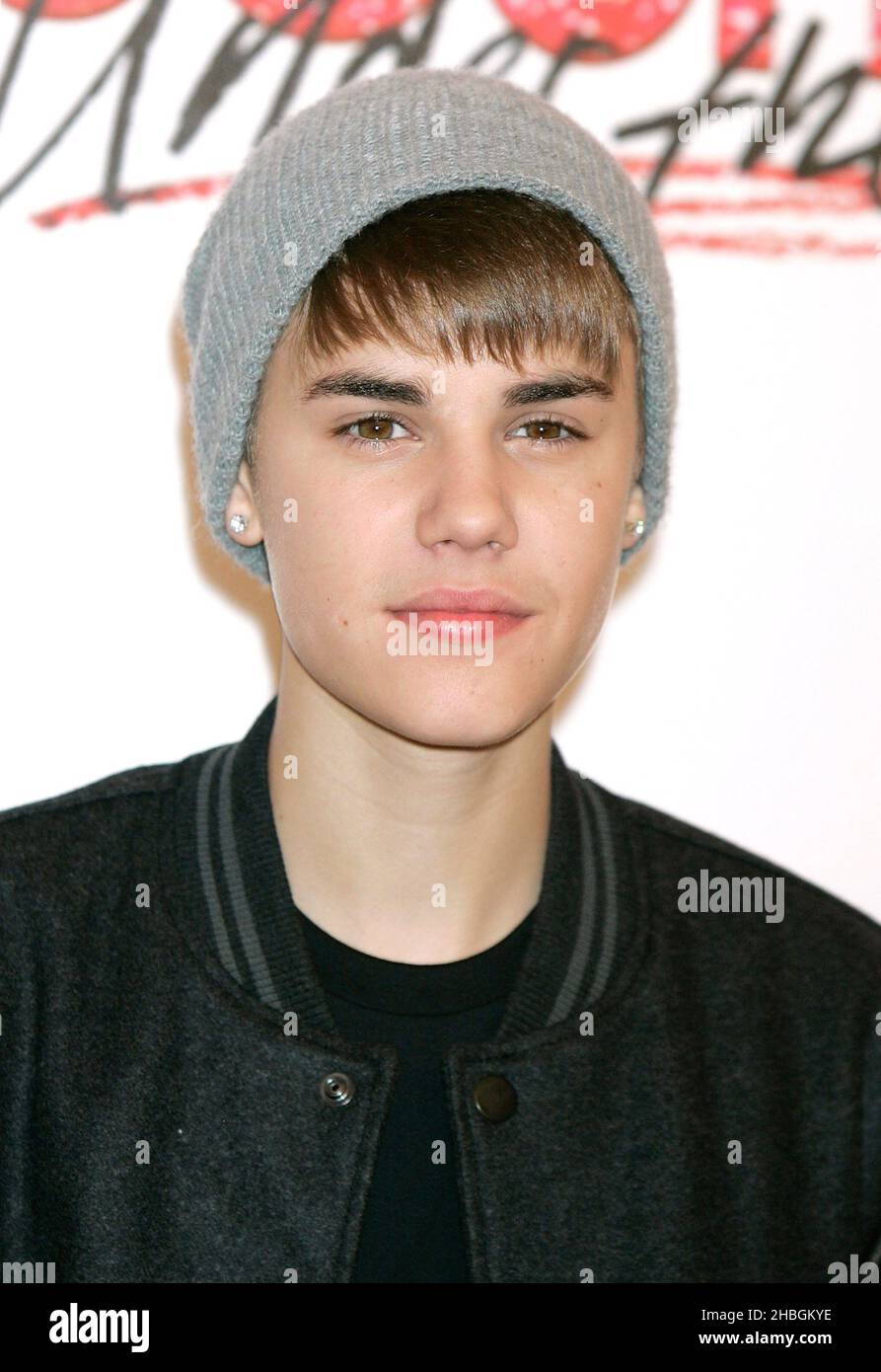 Justin Bieber poses backstage at Westfield Shopping Centre, West London ...