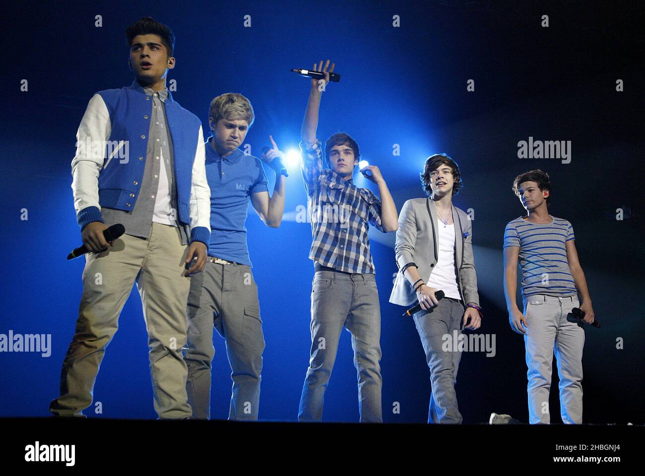 One Direction on stage during the 2011 Capital FM Jingle Bell Ball at ...