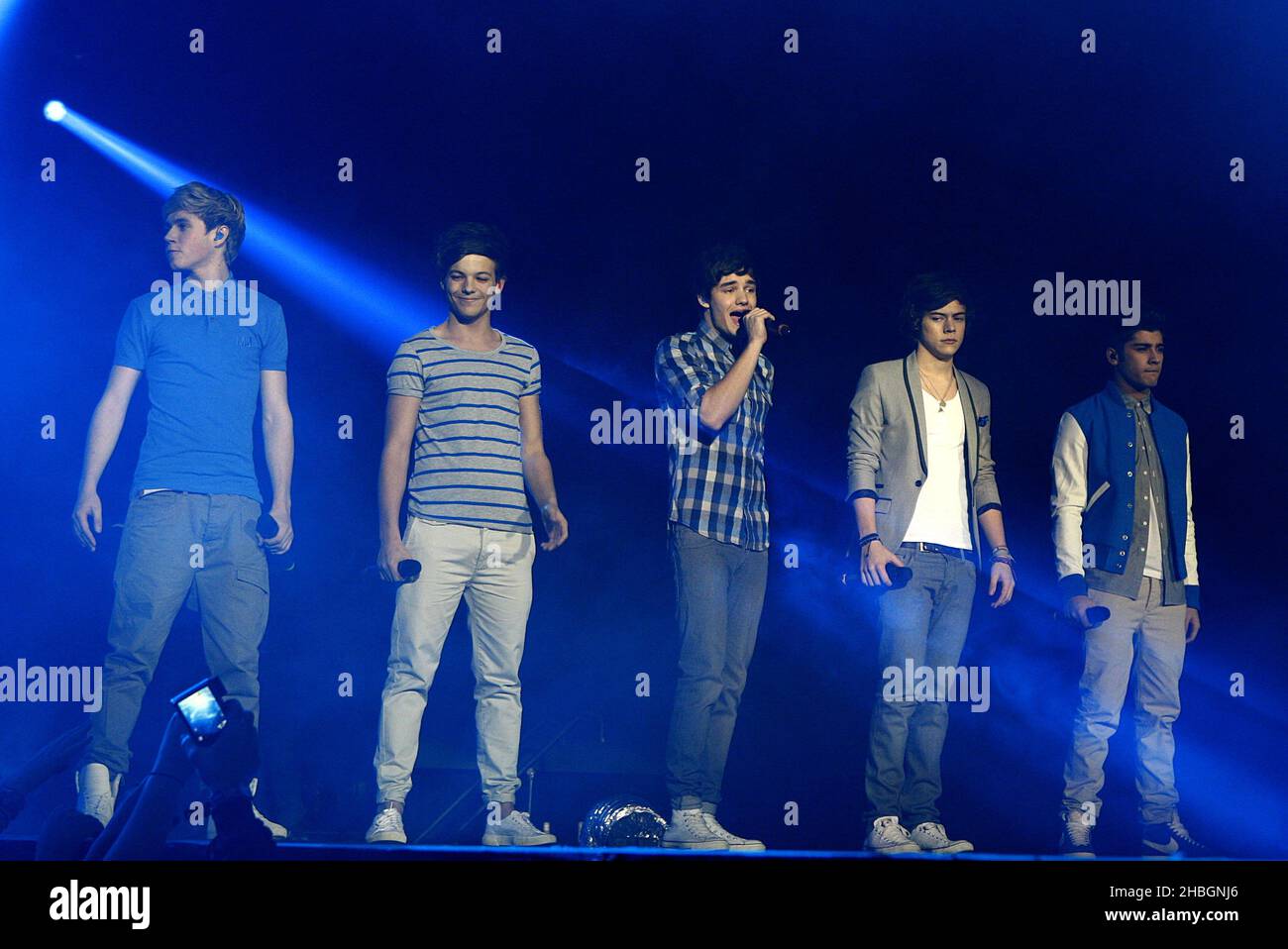 One Direction on stage during the 2011 Capital FM Jingle Bell Ball at ...