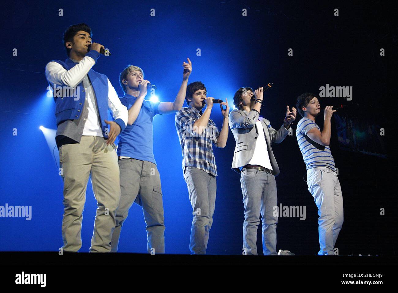 One Direction on stage during the 2011 Capital FM Jingle Bell Ball at ...