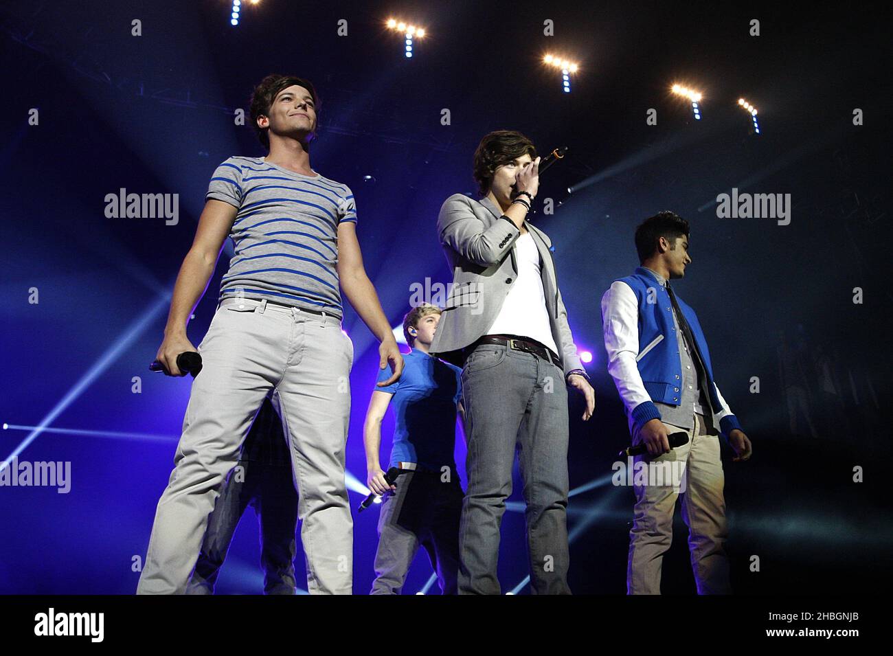 One Direction on stage during the 2011 Capital FM Jingle Bell Ball at ...