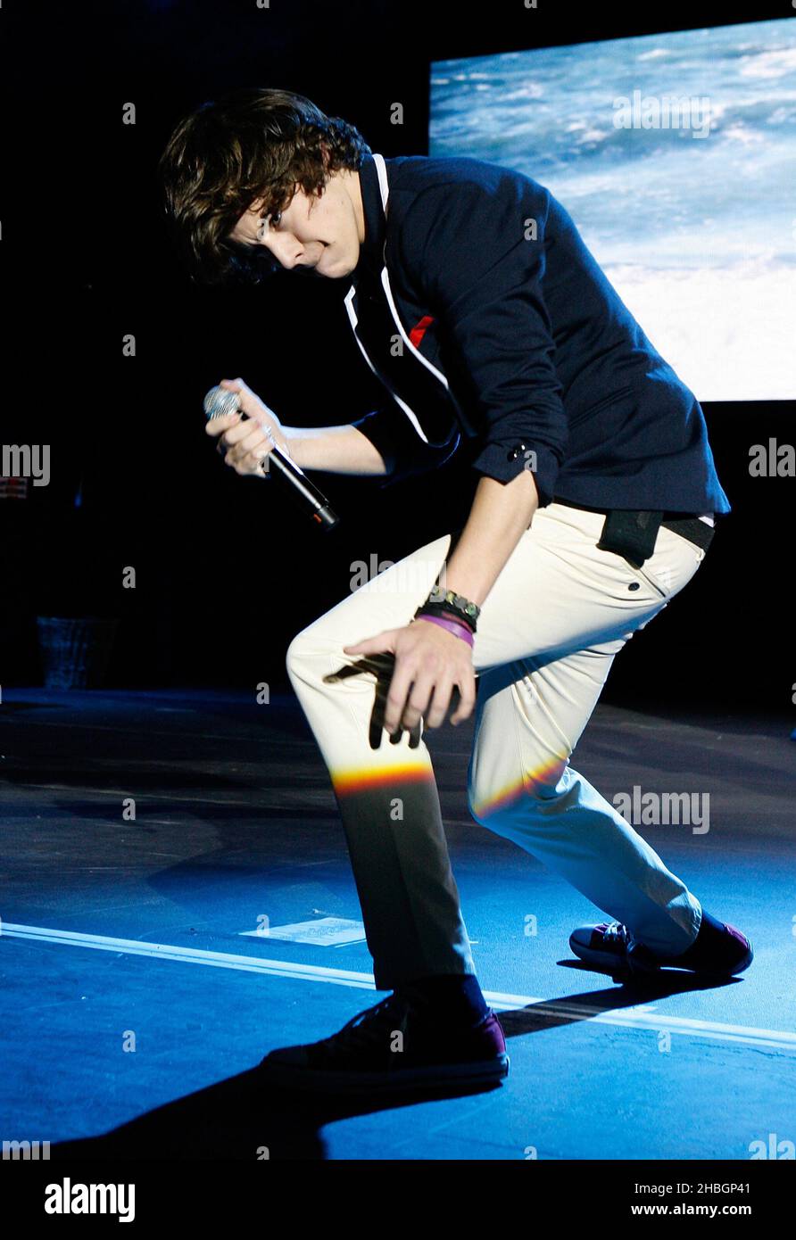 Harry Styles of One Direction performing live in concert at HMV ...