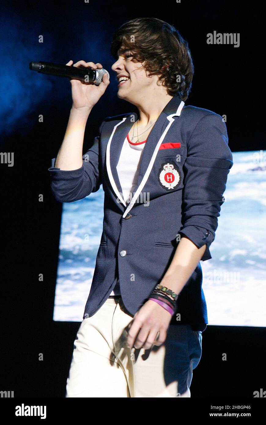 Harry Styles of One Direction performing live in concert at HMV ...