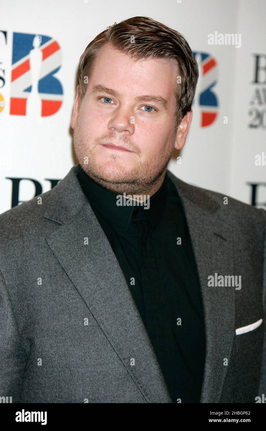 James Corden arriving at the shortlist announcements for the Brit ...