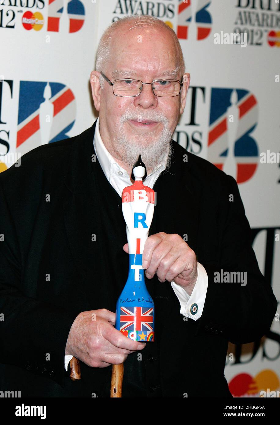 Sir Peter Blake arriving at the shortlist announcements for the Brit ...