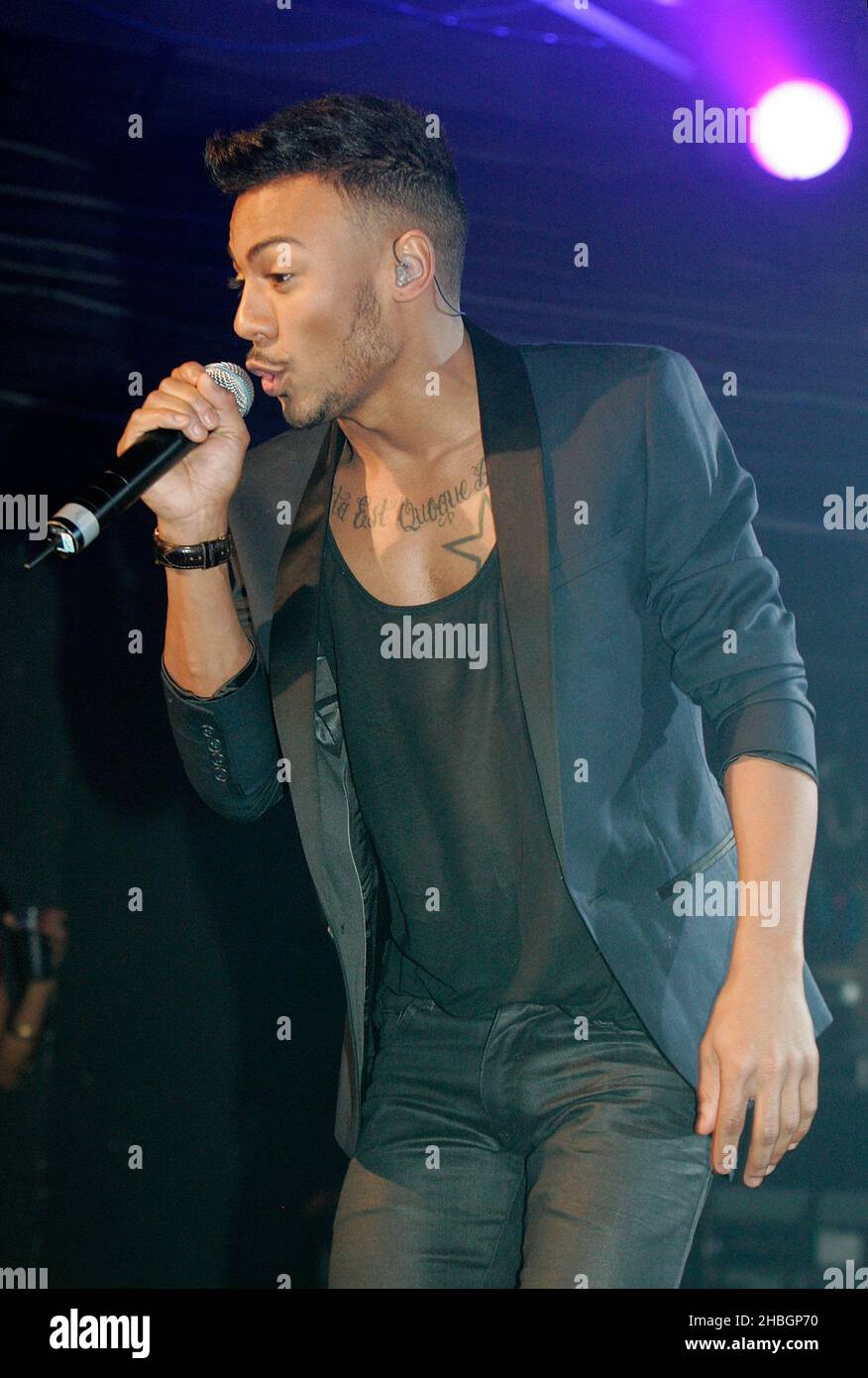 X Factor contestant Marcus Collins performs at G-A-Y Heaven nightclub ...